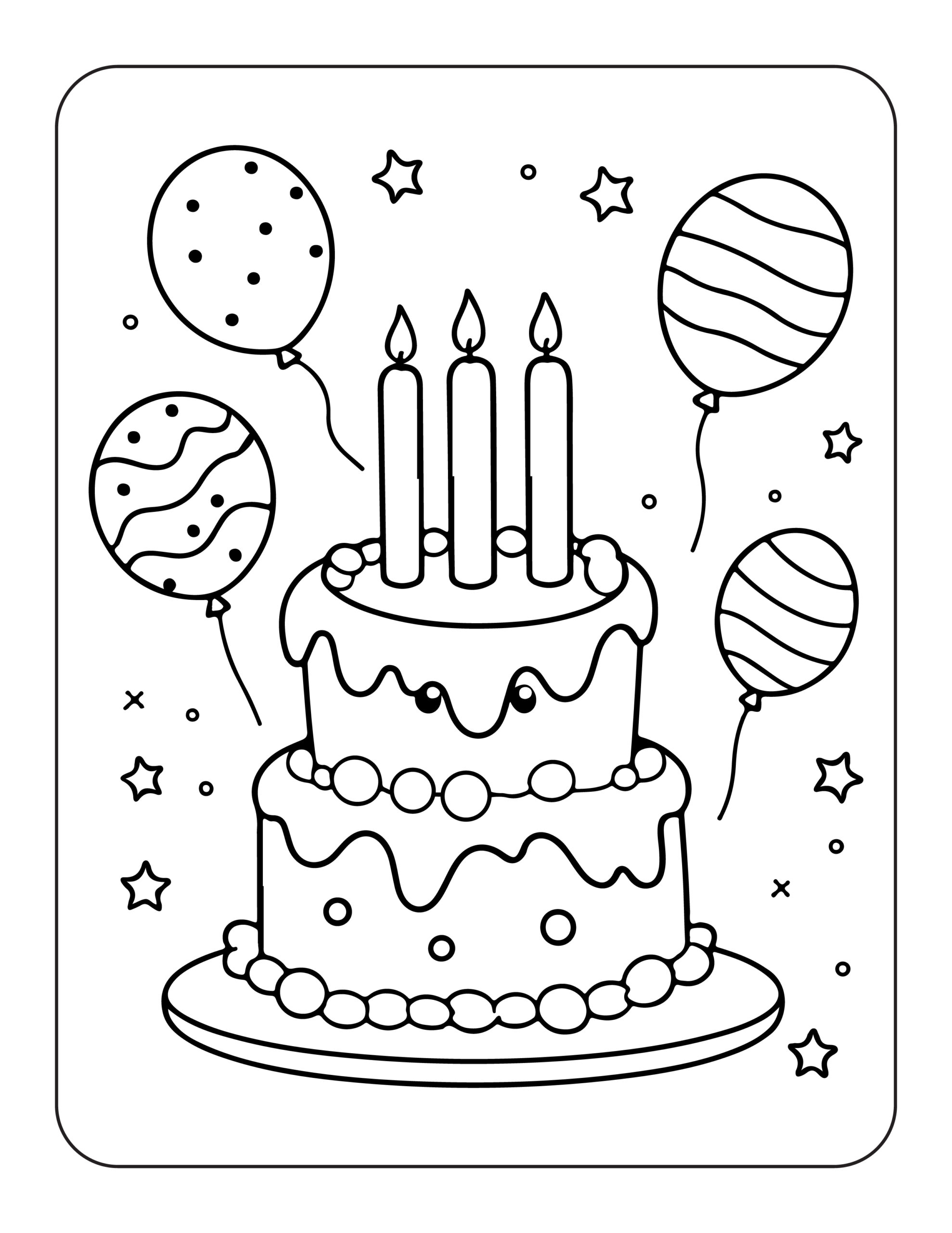 50 Free Happy Birthday Coloring Pages - Printable Cake