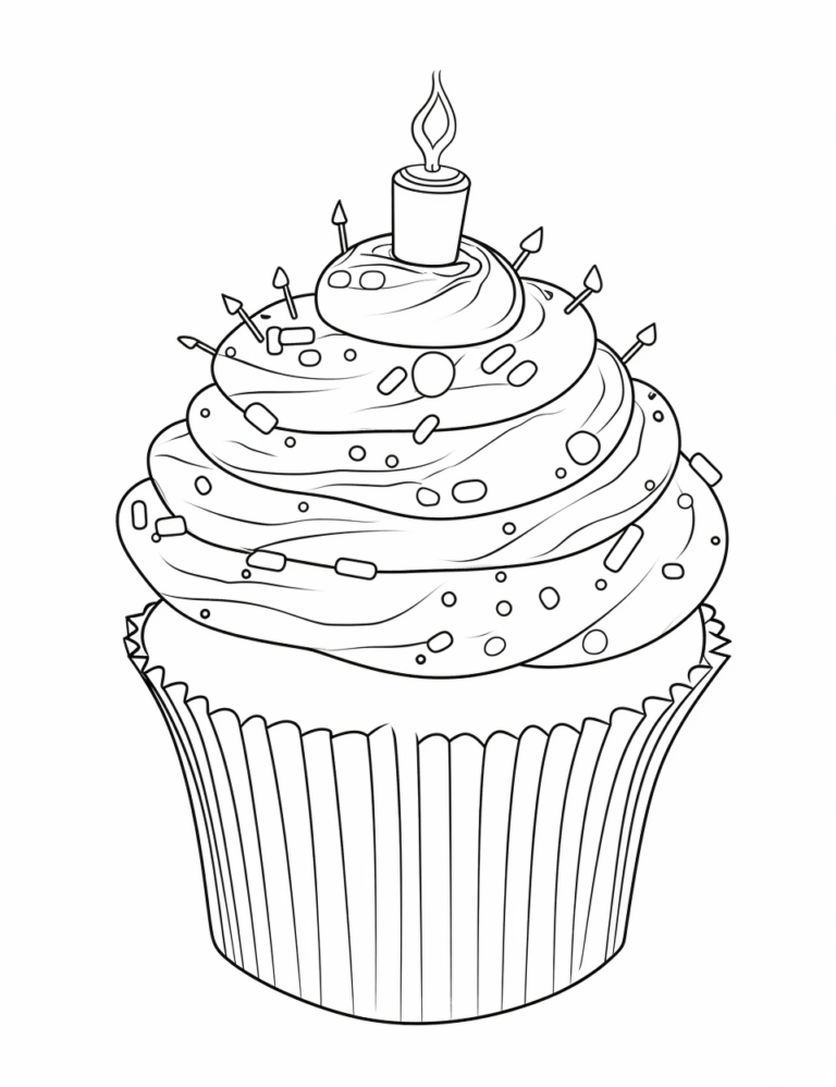 50 Free Cupcake Coloring Page - Printable Sweet Treat