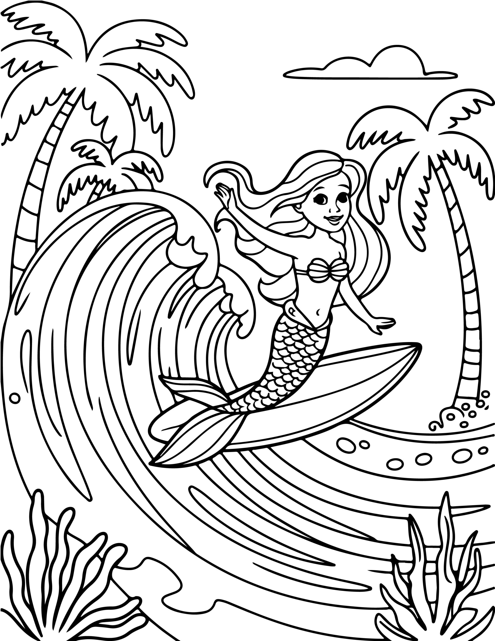 150 Cute Mermaid Coloring Pages Printable - Free Printable PDF