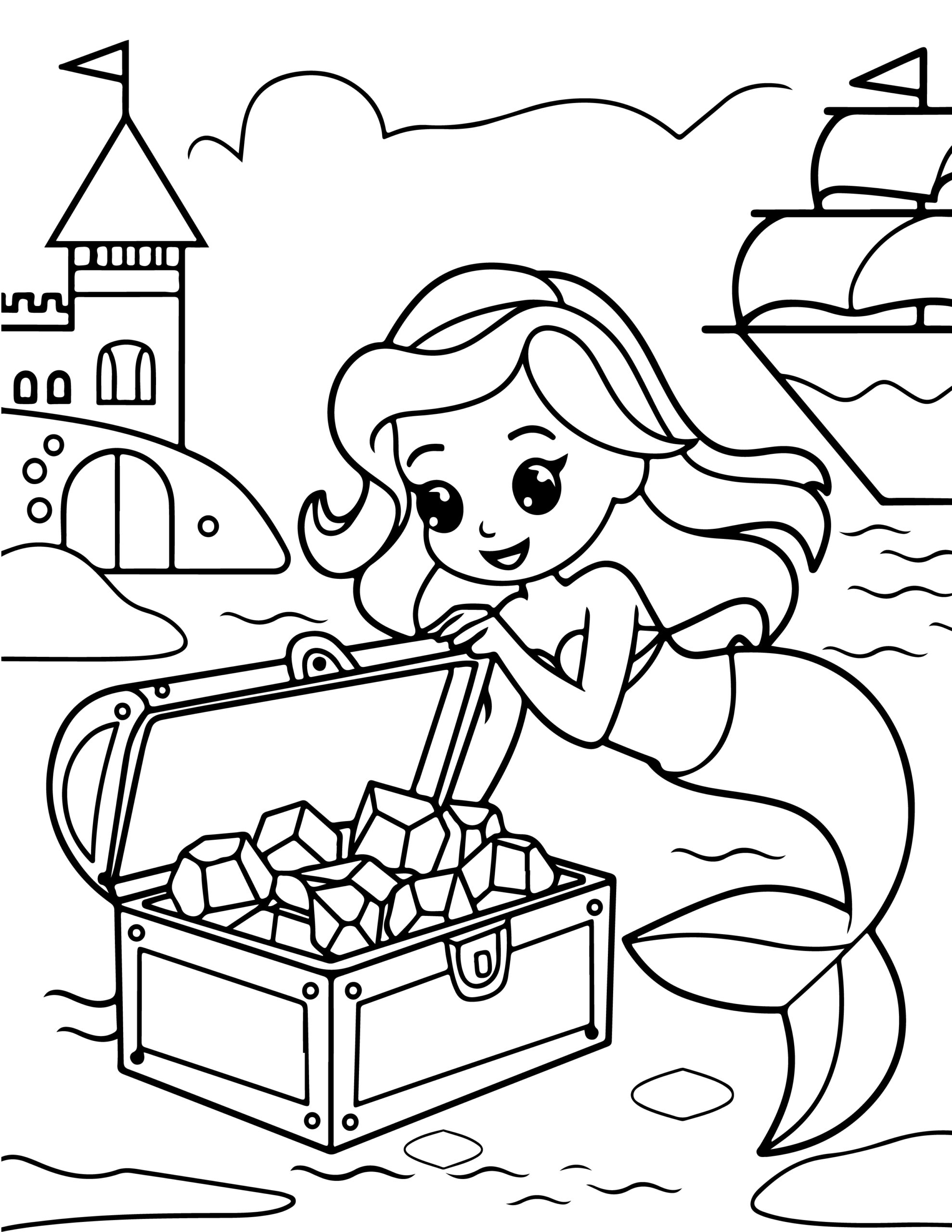 150 Cute Mermaid Coloring Pages Printable - Free Printable PDF